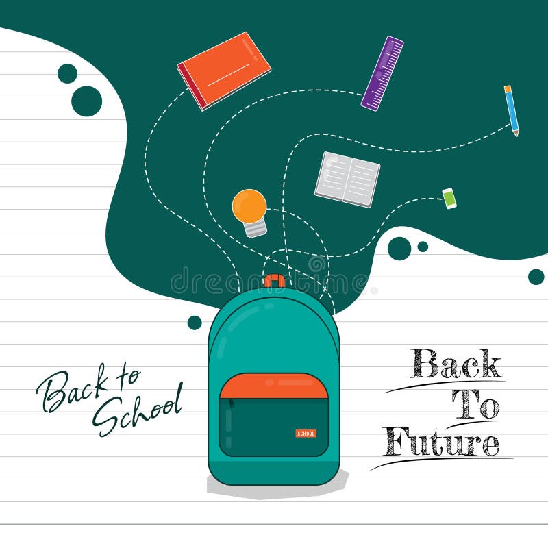 Back To School Design with Flying Stationery from School Bag Design ...