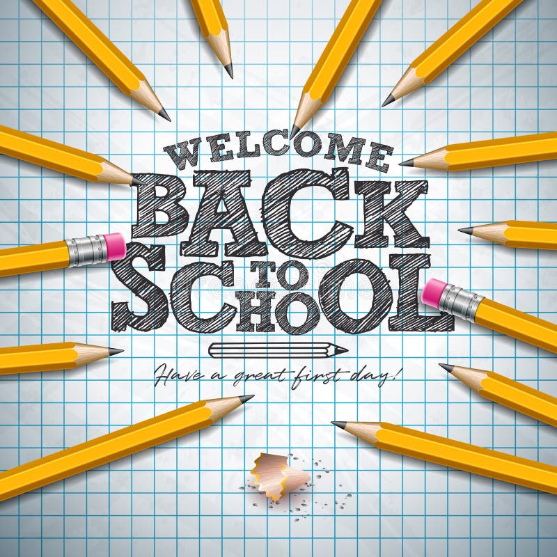Back To School Illustration with Chalk and Typography Lettering on ...