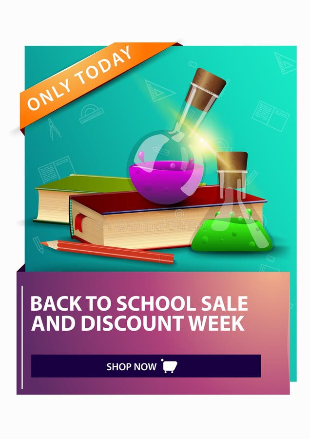 Back To School and Discount Week, Discount Vertical Web Banner with ...