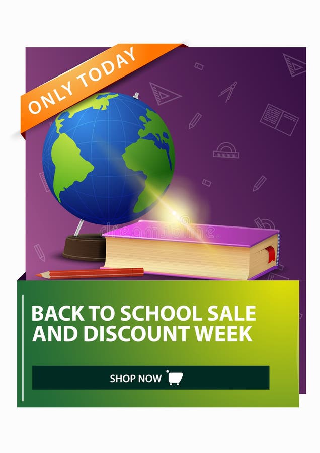Back To School and Discount Week, Discount Vertical Web Banner with ...