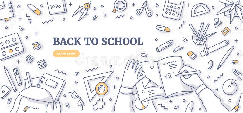 Back To School Doodle Background Concept Stock Vector - Illustration of ...