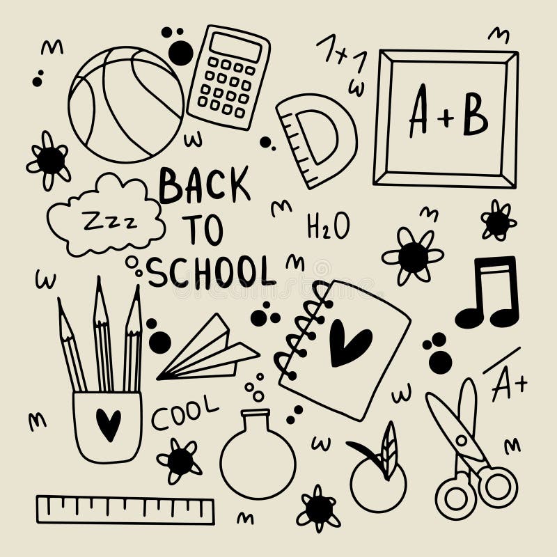 Back To School Doodle. Hand-drawn Linear School Stock Vector ...