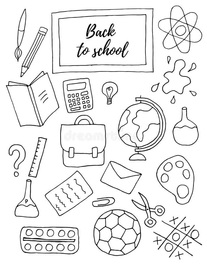 Back To School, Written on Blackboard with Chalk, Vector Doodle Hand ...