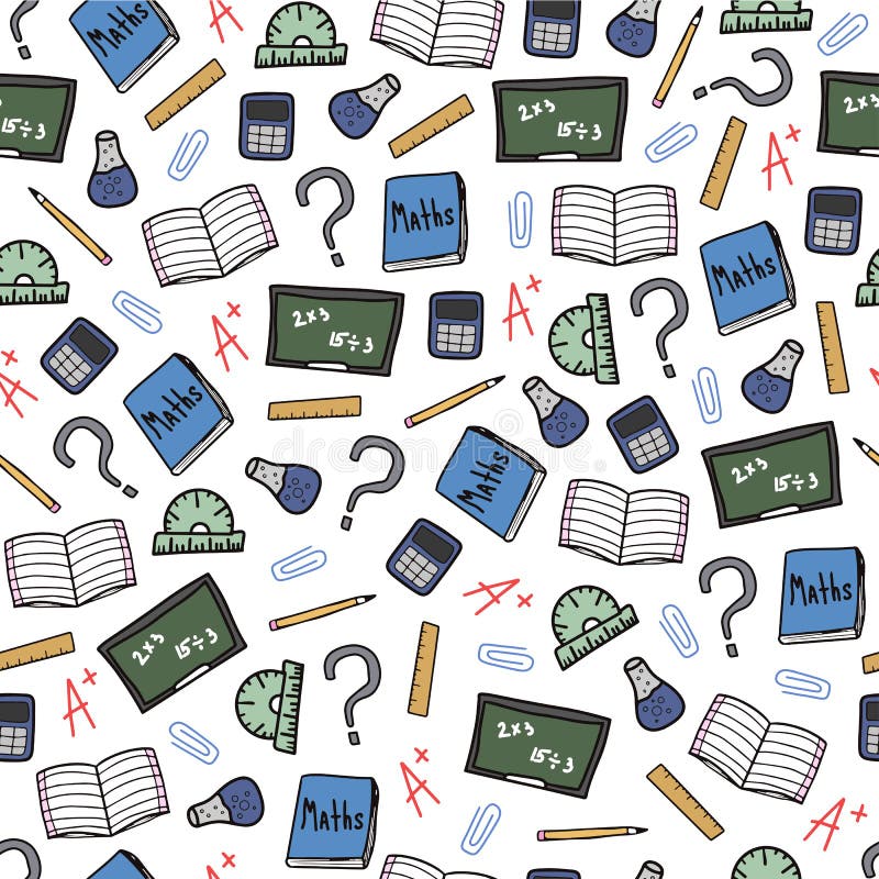 Back To School Doodle Math Vector Seamless Pattern Stock Vector ...