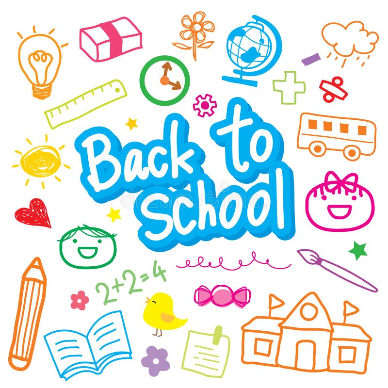 Back To School Draw Kid Cute Cartoon Vector Design Stock Vector - Image ...