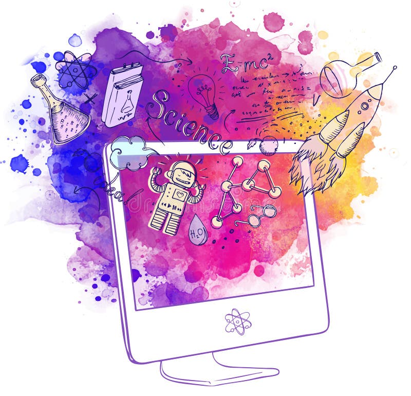 Back To School: E-learning Technology Concept with Computer with ...