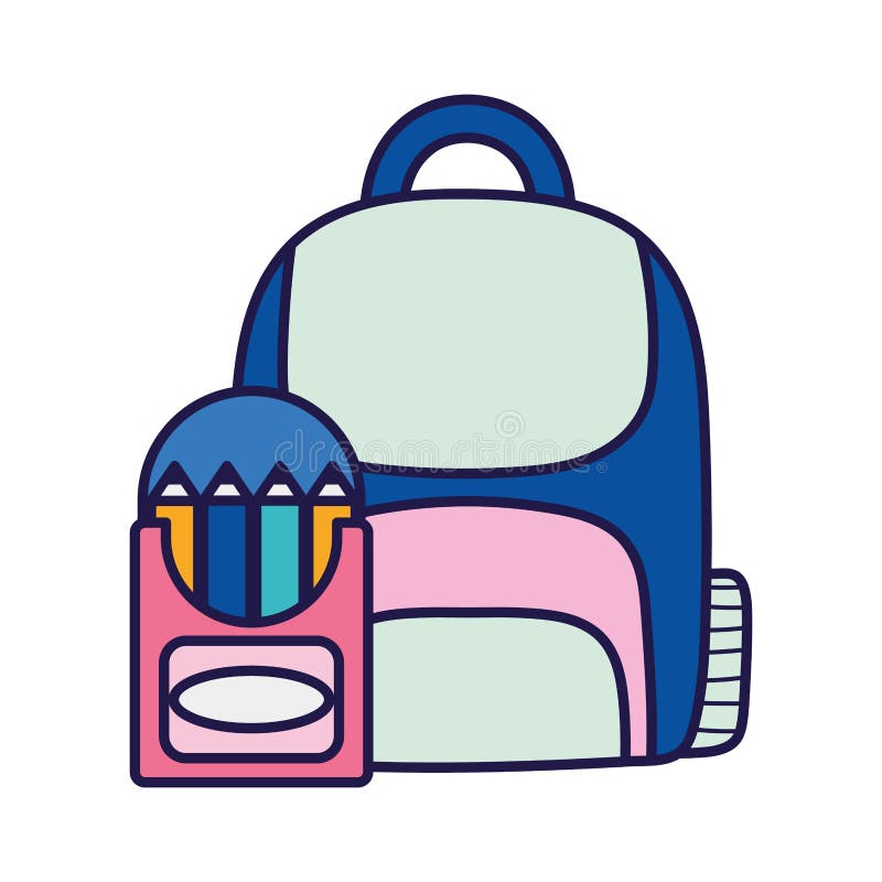 Back To School Education Backpack and Colored Pencils in Box Stock ...