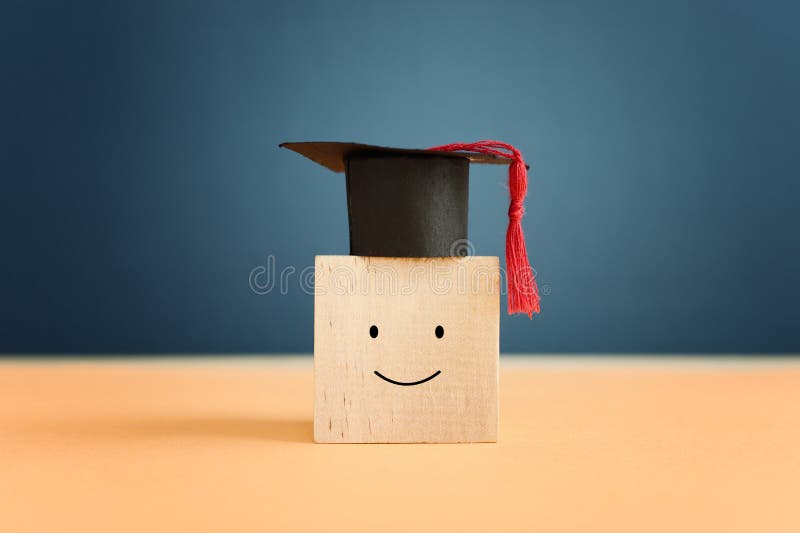 Back To School or Education Concept. Graduation Hat on Cube with ...