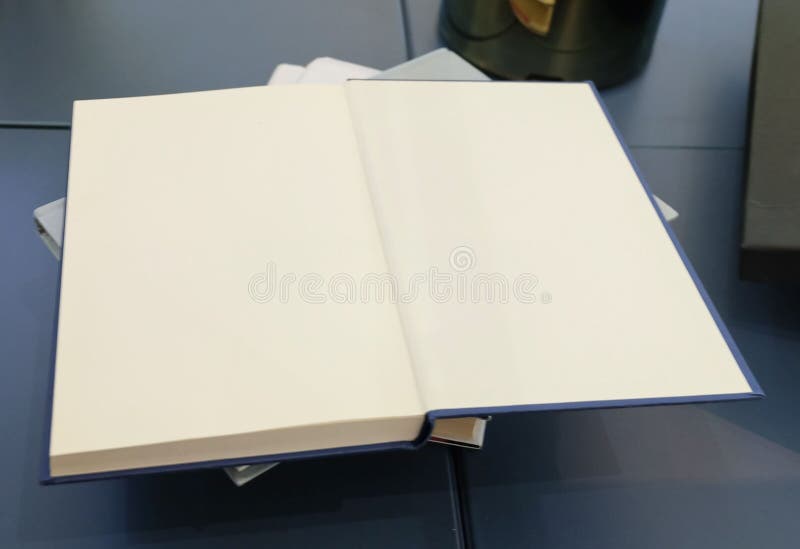 Open Empty Book on the Wooden Table Stock Photo - Image of mock ...