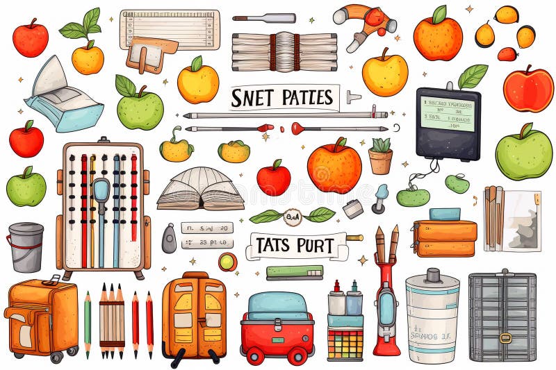 Back To School Concept of Clip Art Illustrations. Generative AI Stock ...