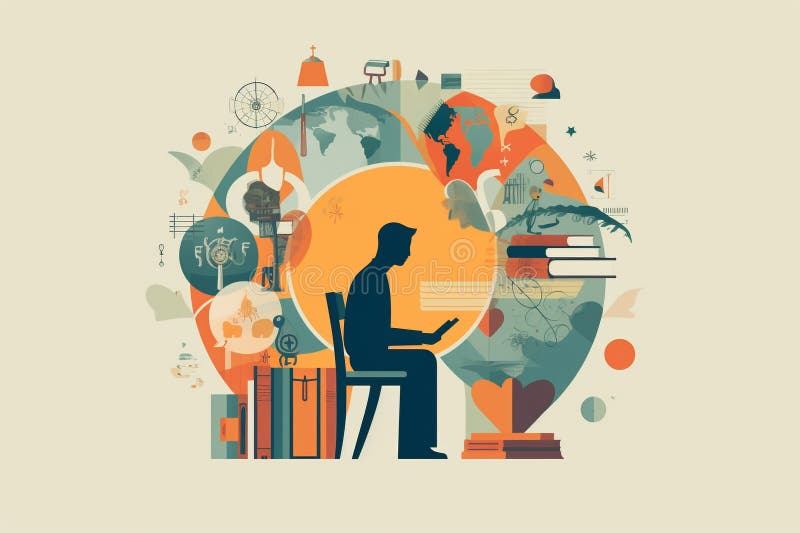 Abstract Knowledge and Education Concept Illustration. Generative AI ...