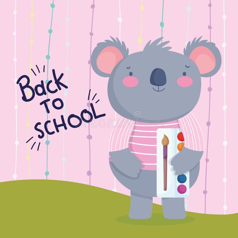 Back To School Education Koala with Color Stock Vector - Illustration ...