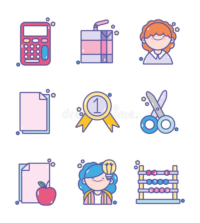 Back To School Education Learn Icons Set Stock Vector - Illustration of ...