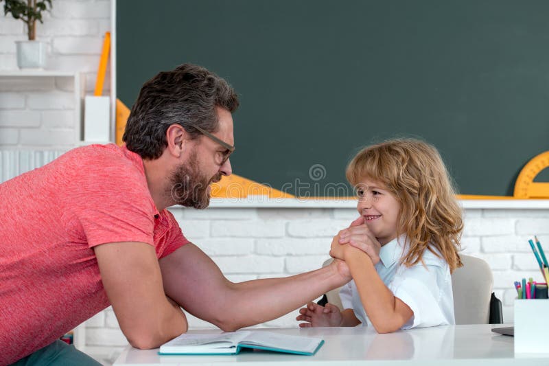Back To School. Education and Learning Concept. Father and Son Doing ...