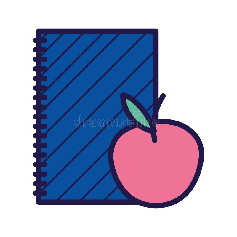 Back To School Education Notebook and Apple Stock Vector - Illustration ...