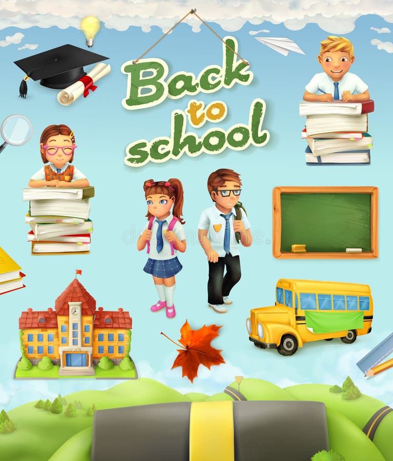 Back To School. Education Vector Icon Set Stock Vector - Illustration ...