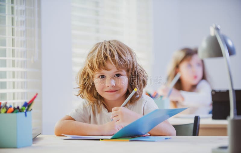 Back To School. Elementary School Kids in Classroom. Knowledge Day ...