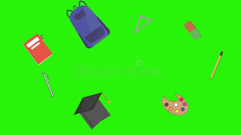 Back To School Elements Animation Items on Green Screen, Graphic Source ...