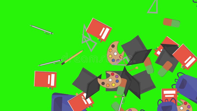 Back To School Elements Animation Items on Green Screen, Graphic Source ...