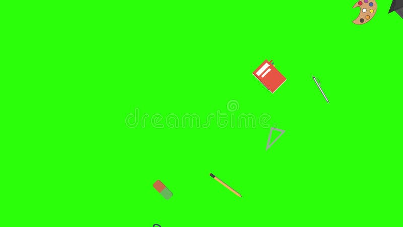 Back To School Elements Animation Items on Green Screen, Graphic Source ...