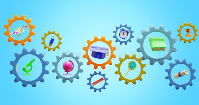 Back To School. Elements of Student Learning in Gears Stock ...