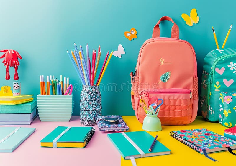 Back-to-school Essentials Display with Notebooks, Pencils, and ...