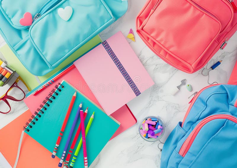 Back-to-school Essentials Display with Notebooks, Pencils, and ...