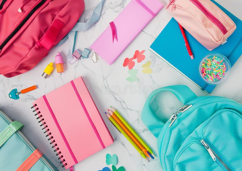 Back-to-school Essentials Display with Notebooks, Pencils, and ...