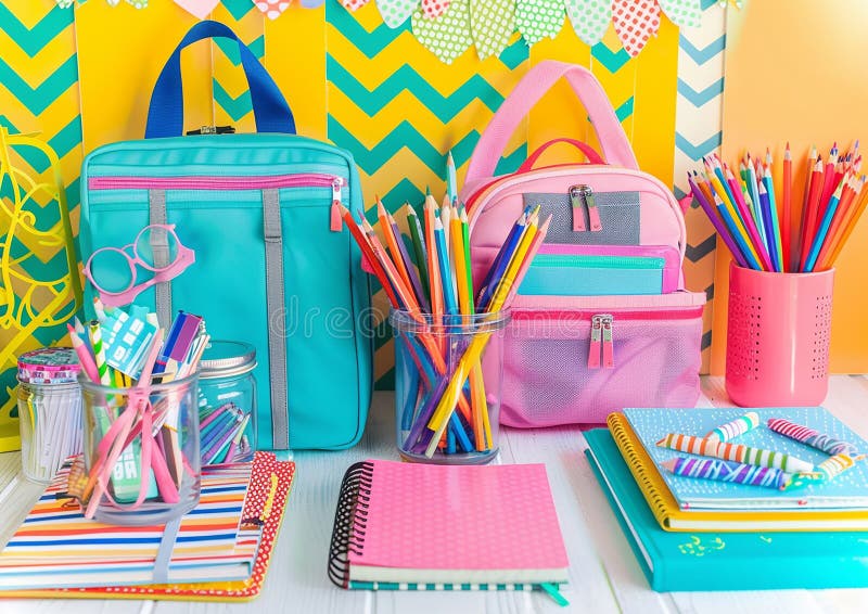 Back-to-school Essentials Display with Notebooks, Pencils, and ...