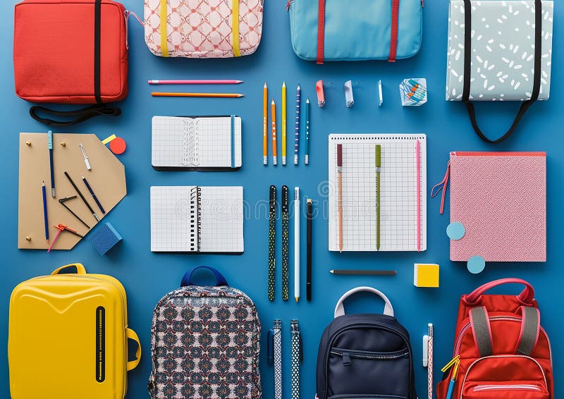 Back-to-school Essentials Display with Notebooks, Pencils, and ...