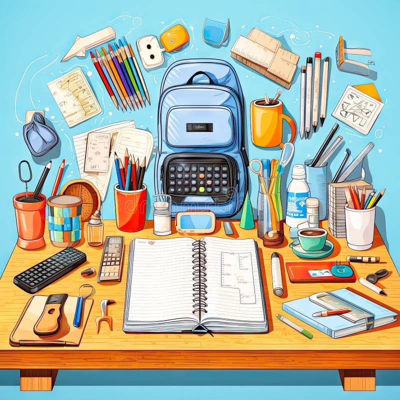 Back To School Essentials Tools and Resources Stock Image - Image of ...