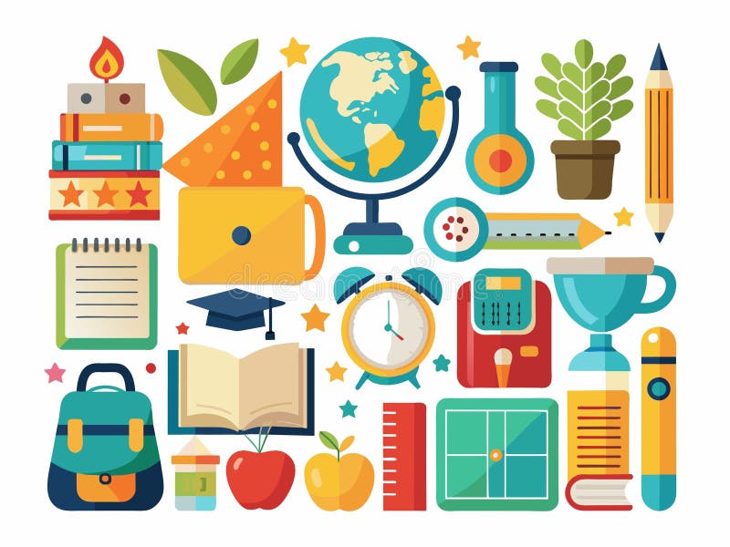 Back To School Essentials Vector Illustration with Supplies and ...
