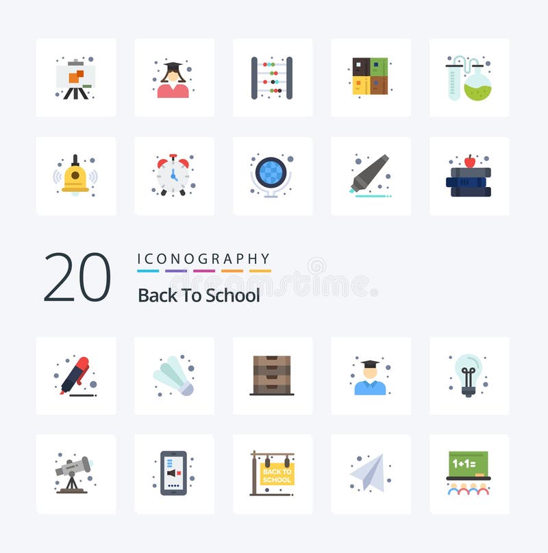 20 Back To School Flat Color Icon Pack Like Creative School Document ...