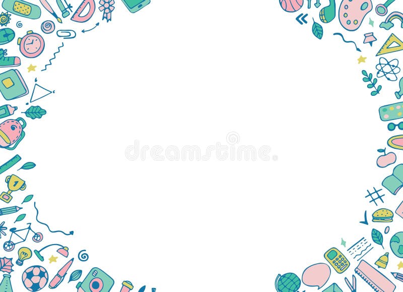 Back To School Frame. Frame of Office Items, Stationery Set. Vector ...