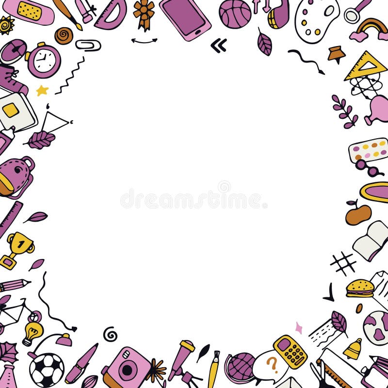 Back To School Frame. Frame of Office Items, Stationery Set. Vector ...