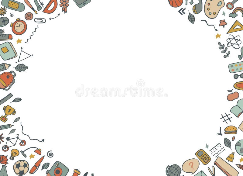 Back To School Frame. Frame of Office Items, Stationery Set. Vector ...