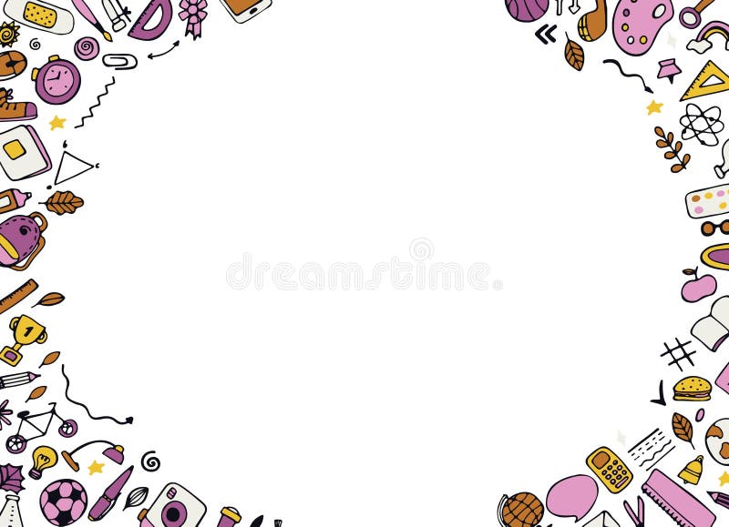 Back To School Frame. Frame of Office Items, Stationery Set. Vector ...