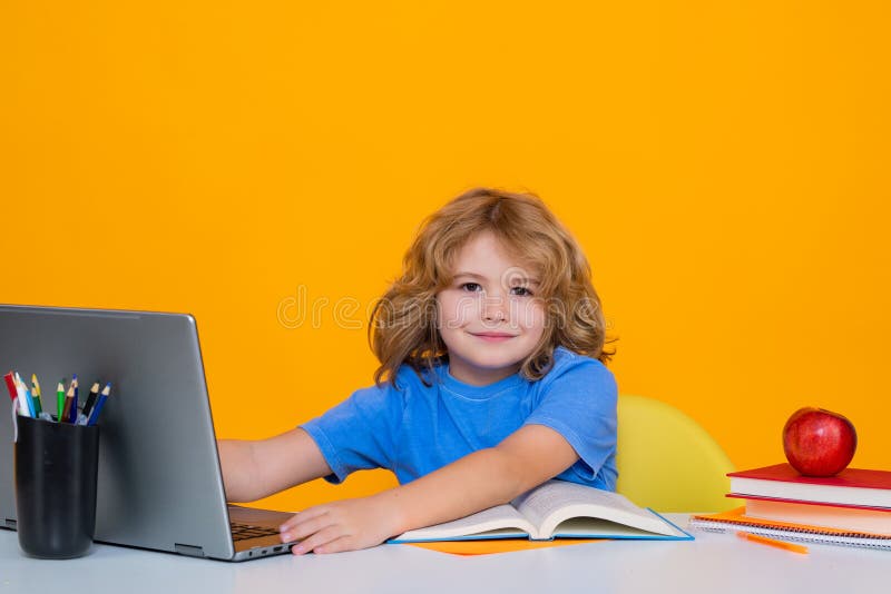 Back To School. Funny Little Boy from Elementary School with Book ...