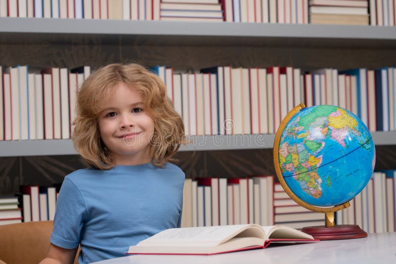 Back To School. Funny Little Boy from Elementary School with Book ...