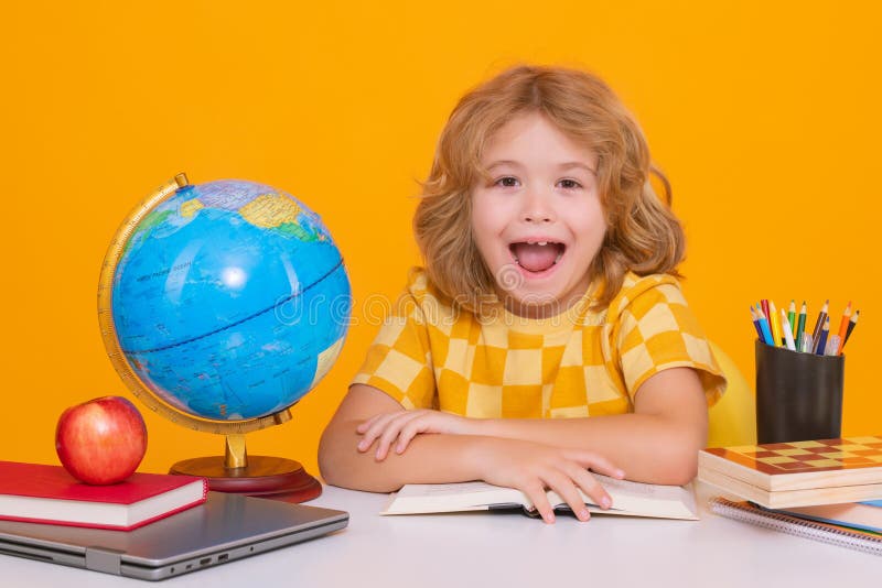 Back To School. Funny Little Child from Elementary School with Book ...