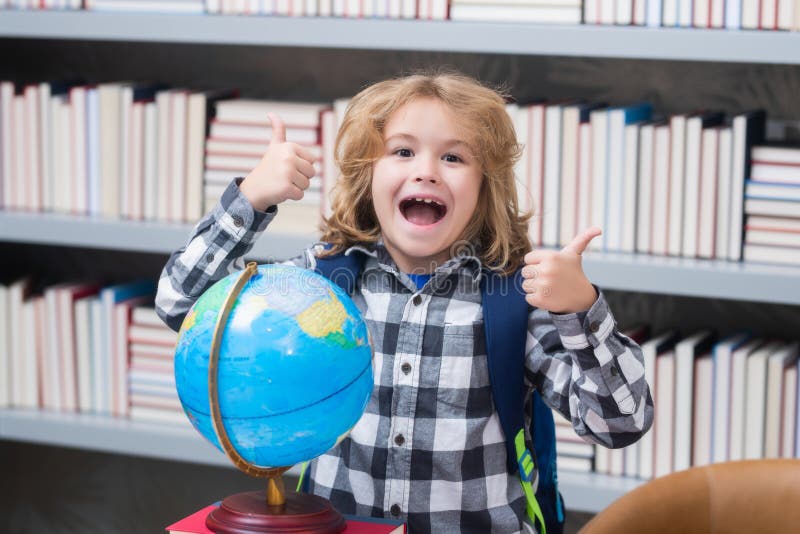 Back To School. Funny Little Child from Elementary School with Book ...