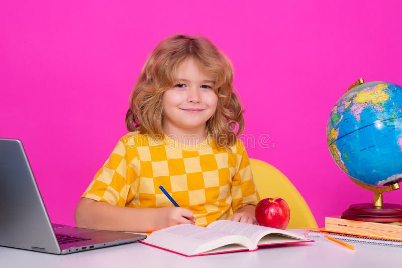 Back To School. Funny Little Child from Elementary School with Book ...