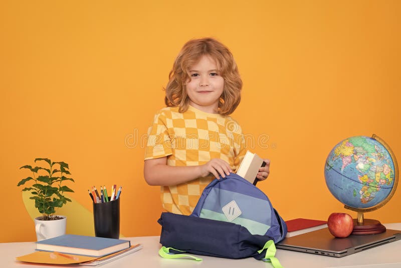 Back To School. Funny Little Child from Elementary School Puts School ...