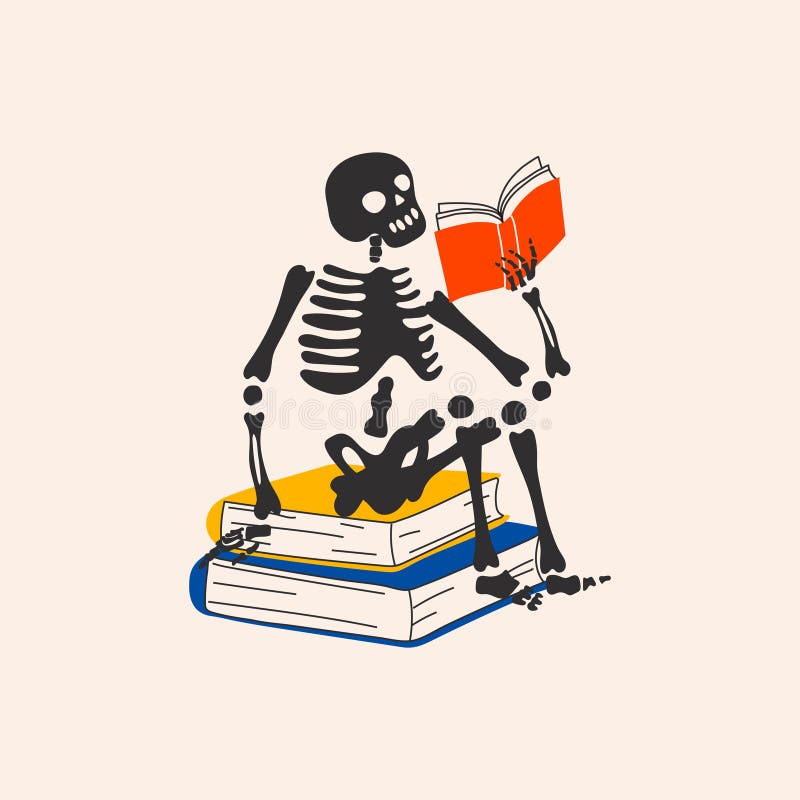 Back To School. Funny Skeleton Ready for School with School Stationery ...