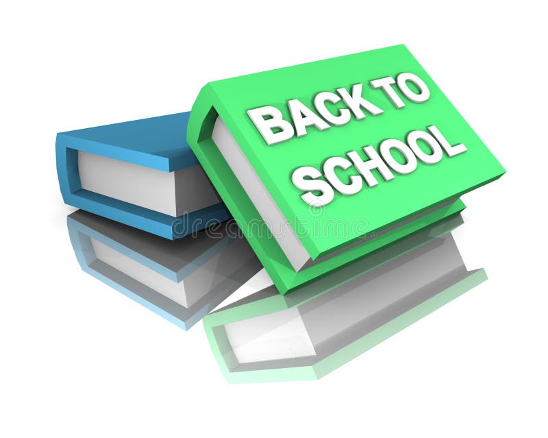 Back To School Green Light-blue Big Books 3d Stock Illustration ...
