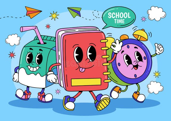 Back To School Hand Drawn Cartoon Composition Stock Illustration ...