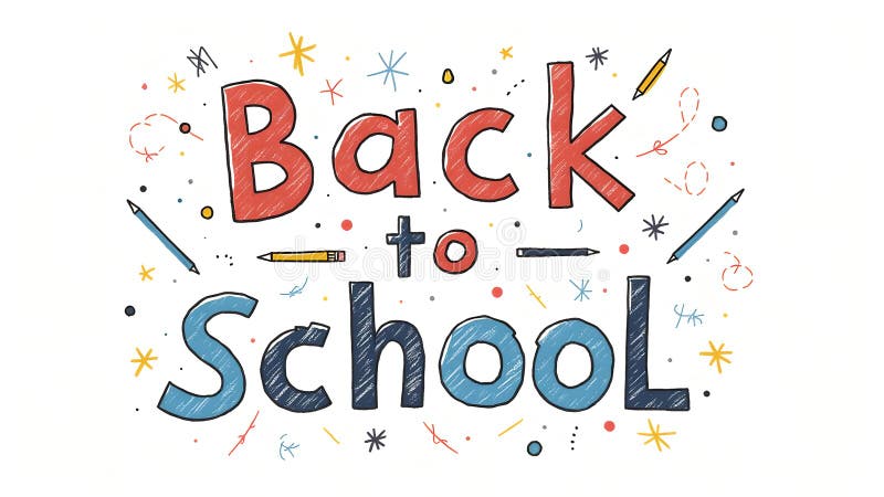 Back To School, Hand Drawn Typography Design Stock Illustration ...