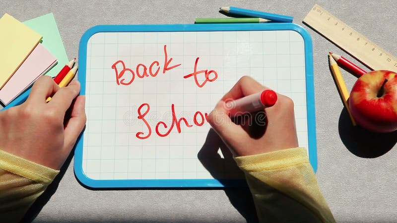 Back To School, Hand Write Words on Blackboard Stock Video - Video of ...