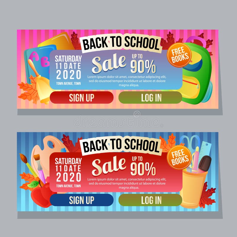 Back To School Horizontal Banner Template School Stock Stock Vector ...