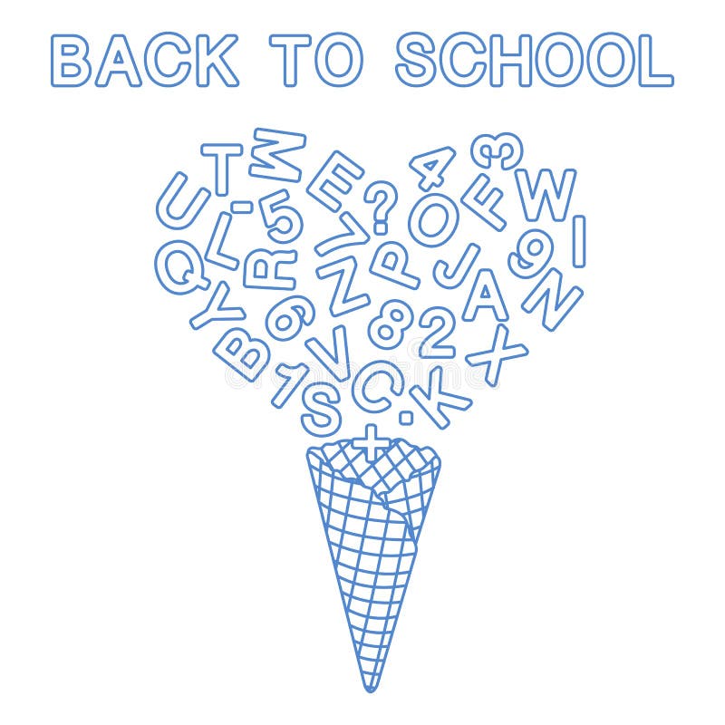Back To School. Ice Cream Cone, Letters, Numbers Stock Vector ...